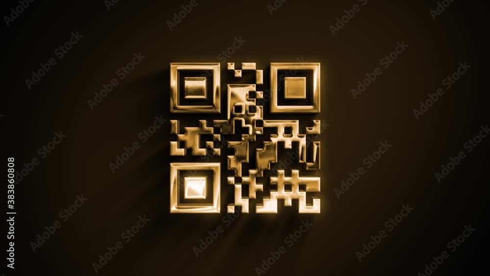 Gold QR Code Technology Icon Reveal Background Loop/ 4k animation of an ...