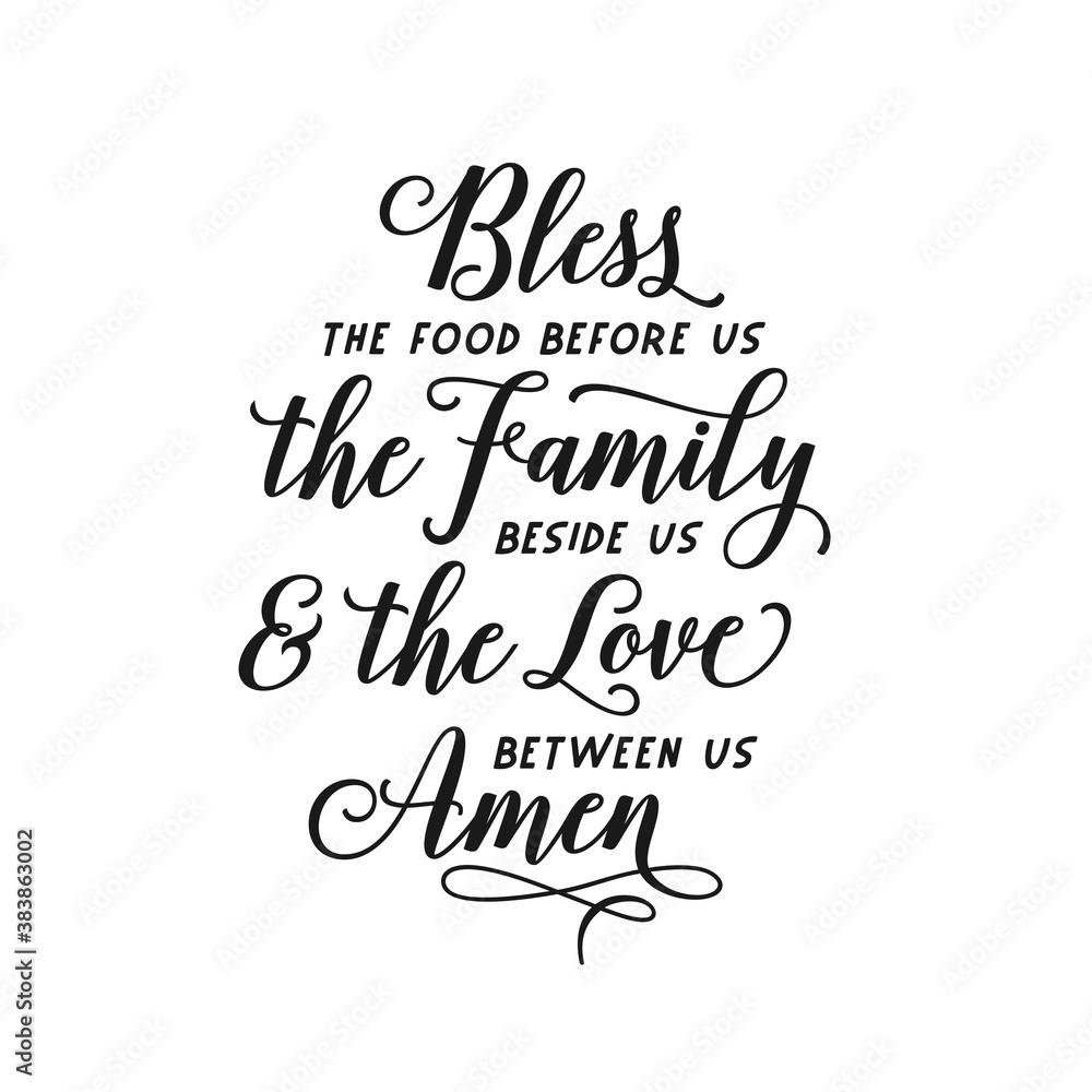 Bless the food kitchen typography wall art poster. Vector vintage ...