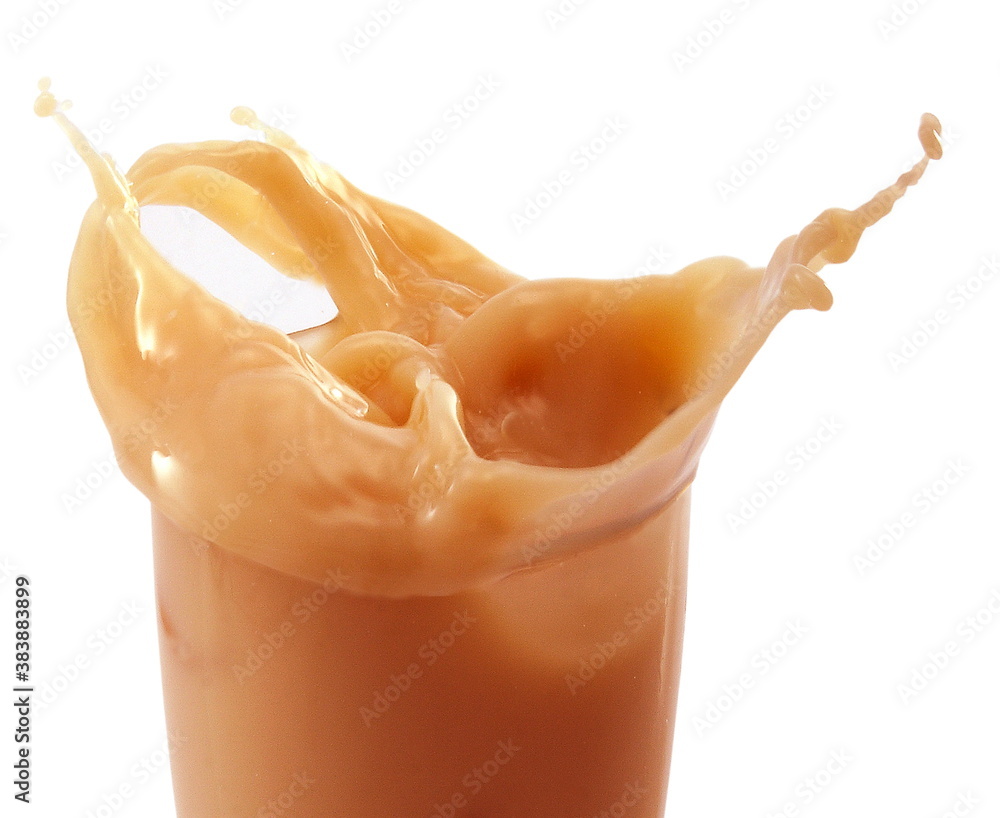 milk tea splash isolated on white Stock Photo | Adobe Stock