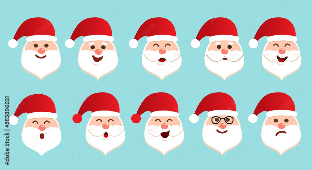 Set of different emotions character Santa Claus. Happy and sad face of ...