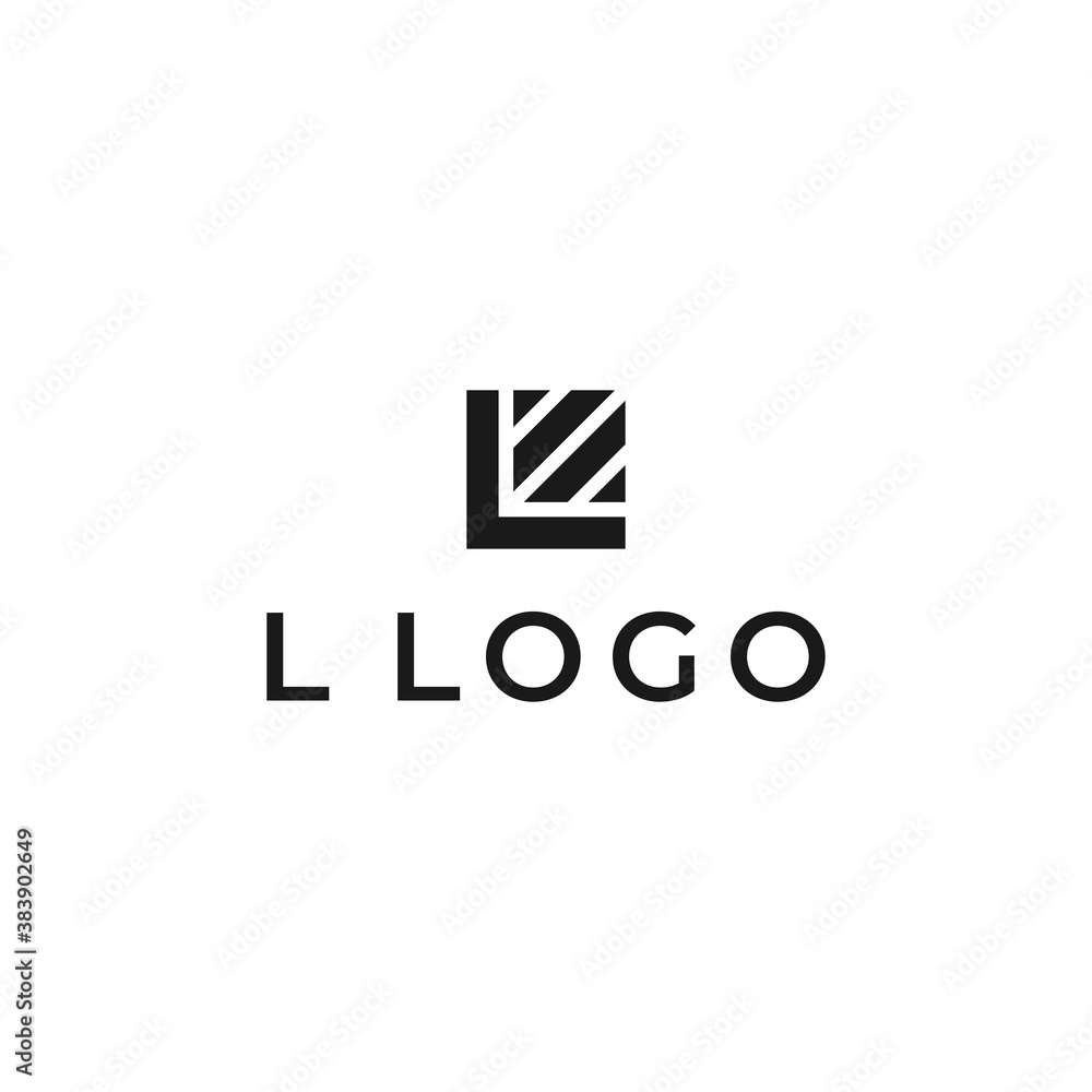 L logo modern simple clean geometric vector with square shape black ...
