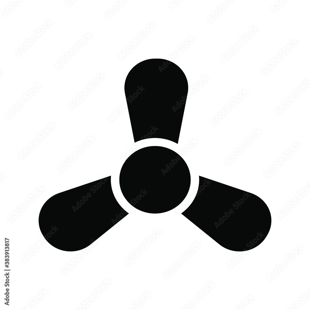 Fan icon and wind equipment isolated on white. Propeller, cooler ...