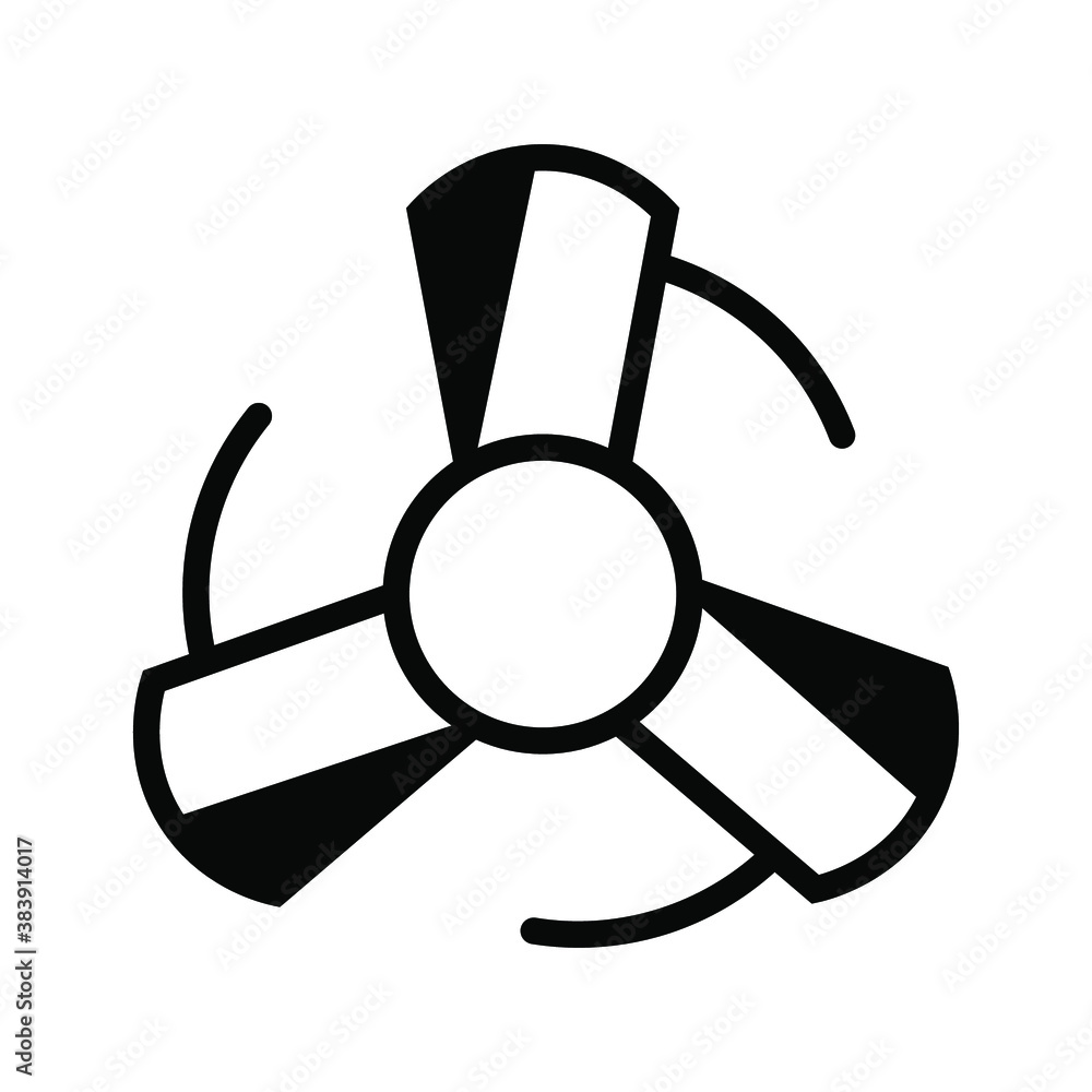 Fan icon and wind equipment isolated on white. Propeller, cooler ...
