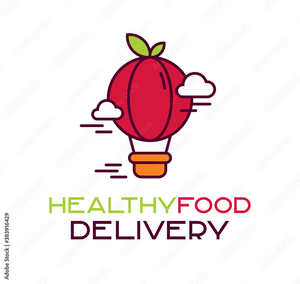 Logo healthy food delivery. Logo for the food delivery service. The red ...