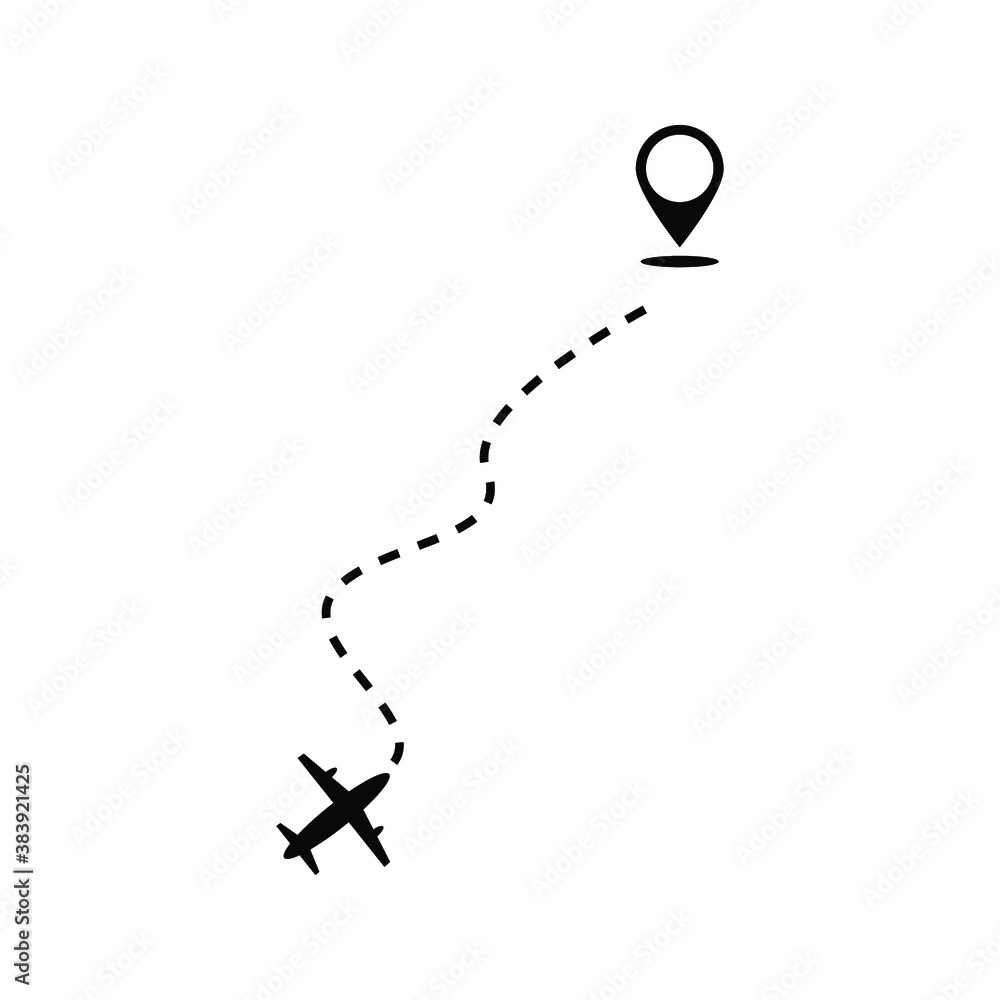 Airplane dotted path, aircraft tracking, trace or road vector ...