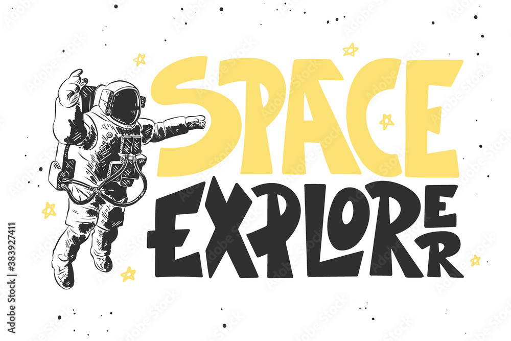 Vector engraved style illustration with typography for posters ...