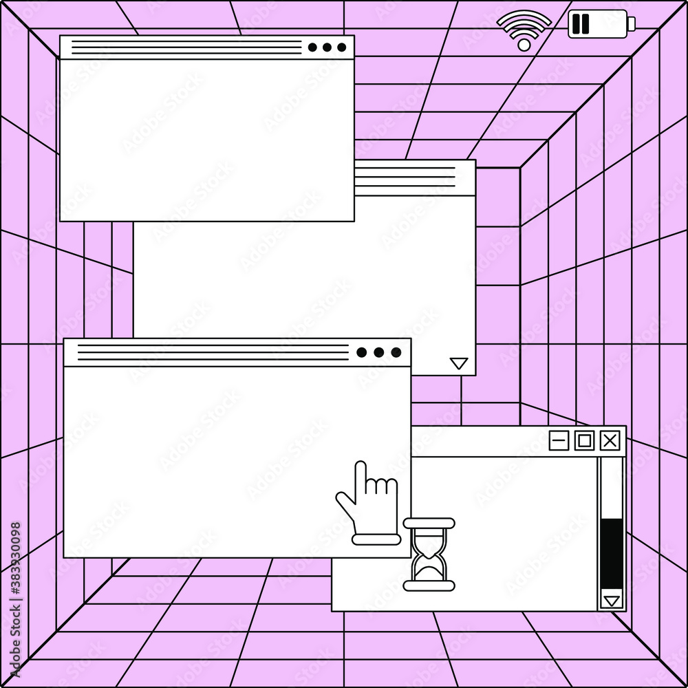 Collage of user interface elements, UI and UX theme. Trendy cover in ...