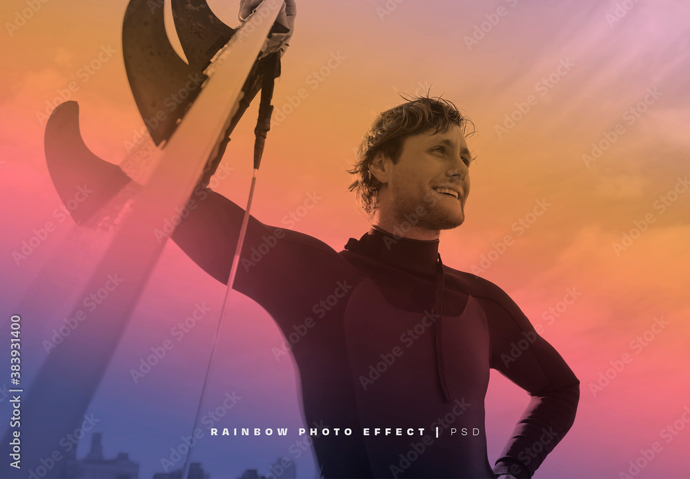 Rainbow Color Photo Effect Mockup Stock Template | Adobe Stock