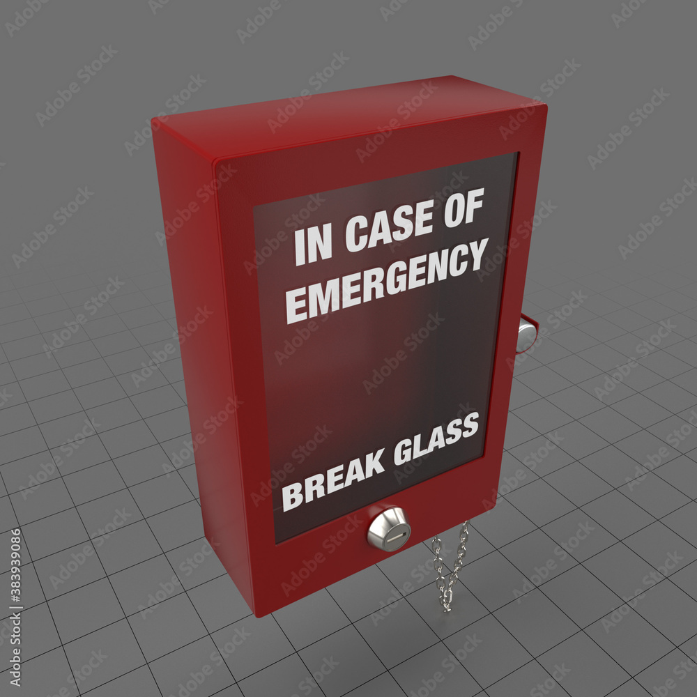 Break glass emergency box Stock 3D asset | Adobe Stock