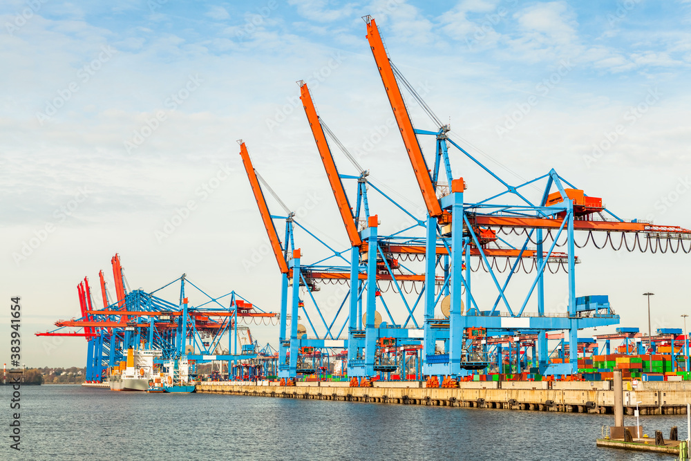 Port terminal for loading and offloading ships Stock Photo | Adobe Stock