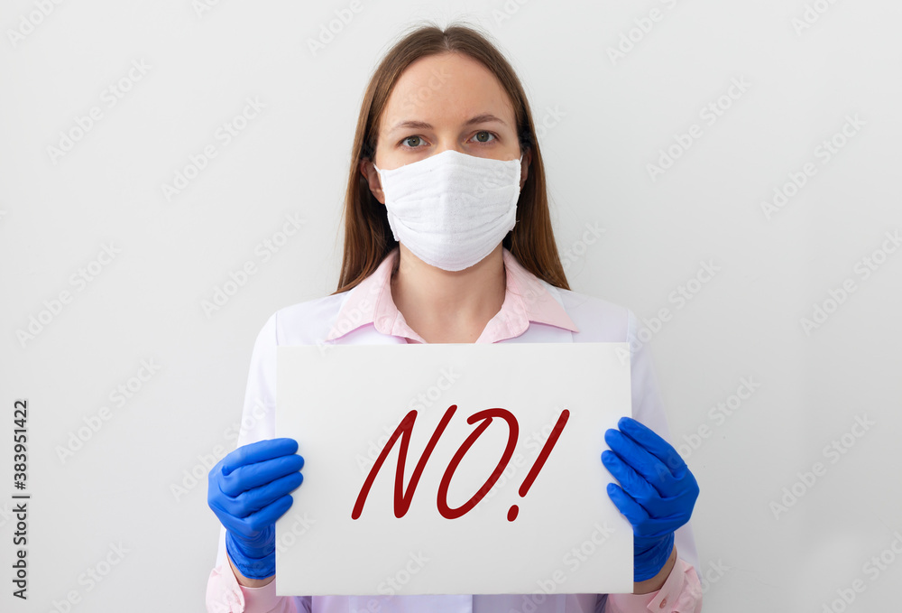 no sign word in doctor hands. Negative answer concept. No risk, no ...