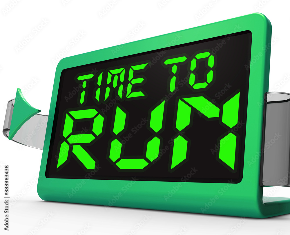 Time To Run Clock Means Under Pressure And Must Leave ilustración de ...