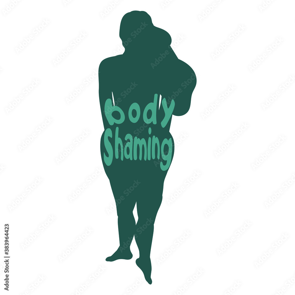 Body shame - the body of a fat and obese woman is marked with the sign ...