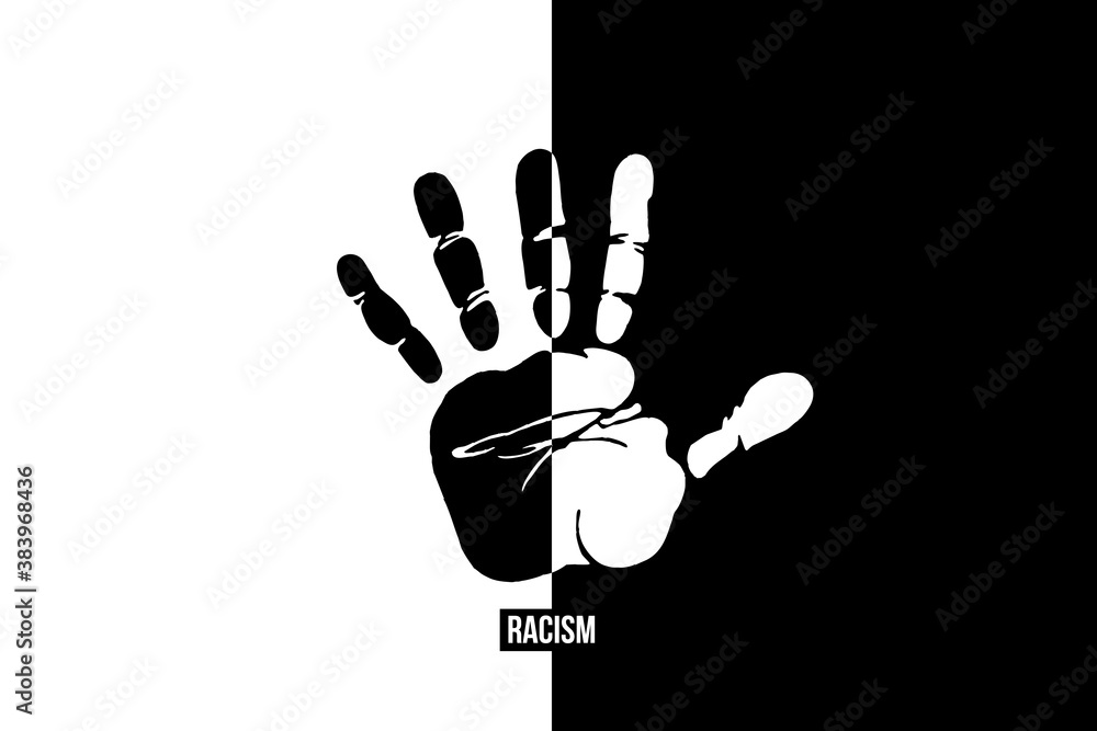 Say no to racism. Hand half black half white meaning the need for ...