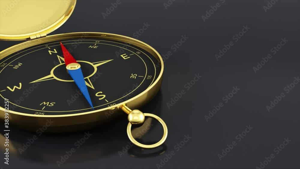 Compass - 4k realistic 3D animation of a navigational compass pointing ...