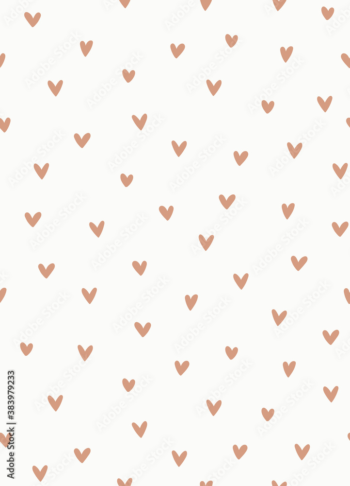 Seamless Vector Pattern of Sweet Hand Drawn Simple Hearts In Dusty Pink ...
