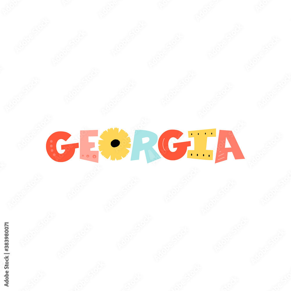 Georgia text Colorful Letters Vector Illustration. Typography poster ...
