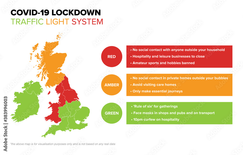 Covid-19 Lockdown Traffic Light System UK. New Three Tier Traffic-Light ...