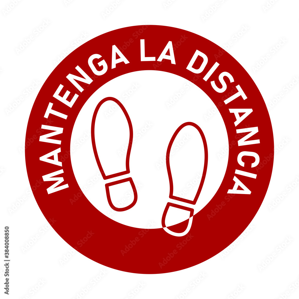 Mantenga La Distancia ("Keep Your Distance" in Spanish) Round Floor ...