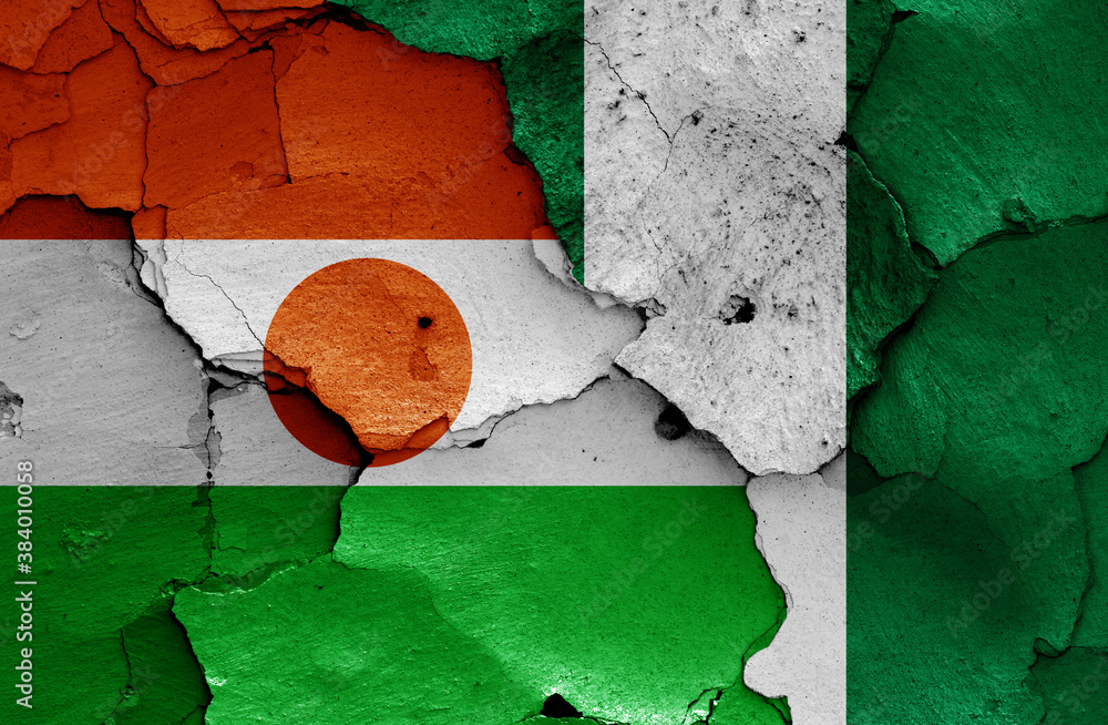 flags of Niger and Nigeria painted on cracked wall Stock Photo | Adobe ...