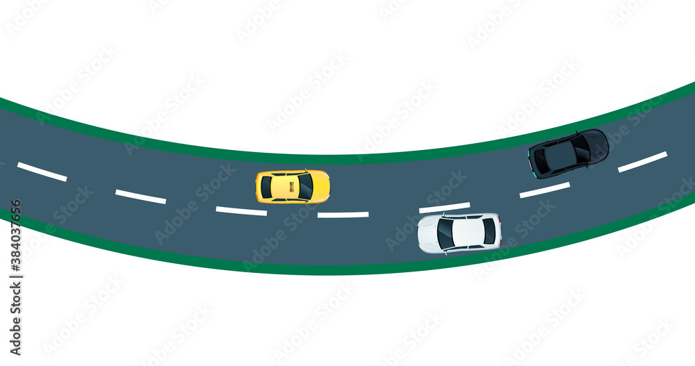 highway road without traffic jam. moving car on highway road. 2d ...