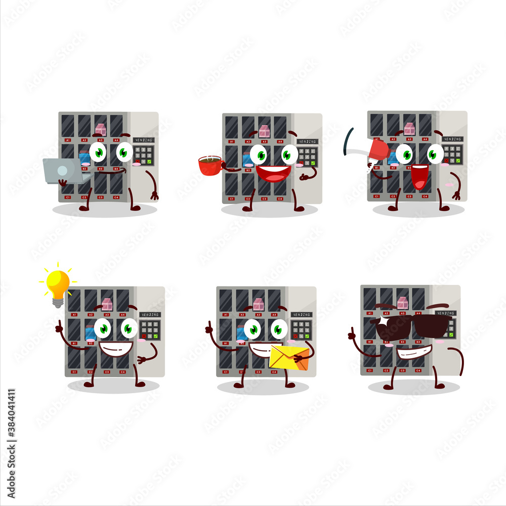 Among us vending machine cartoon character with various types of ...