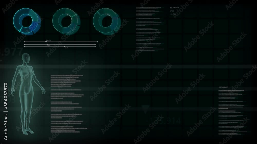 Anatomy seamless looping background with x-ray woman body and digital ...