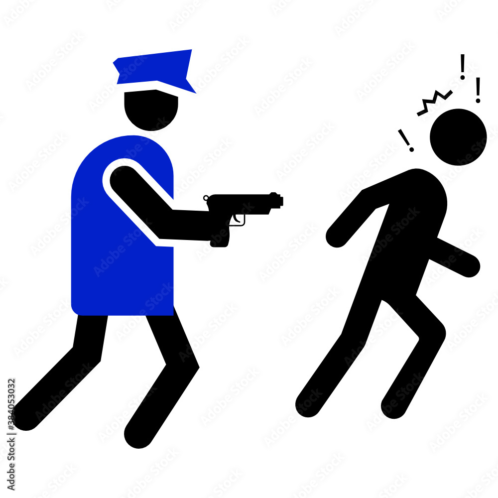Policeman with gun Chasing a Thief Concept, Male cop pursuing burglar ...