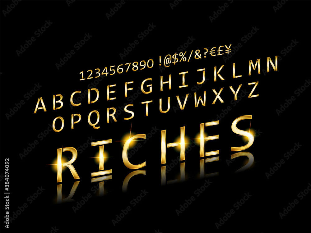 Gold font. Vector illustration Stock Vector | Adobe Stock
