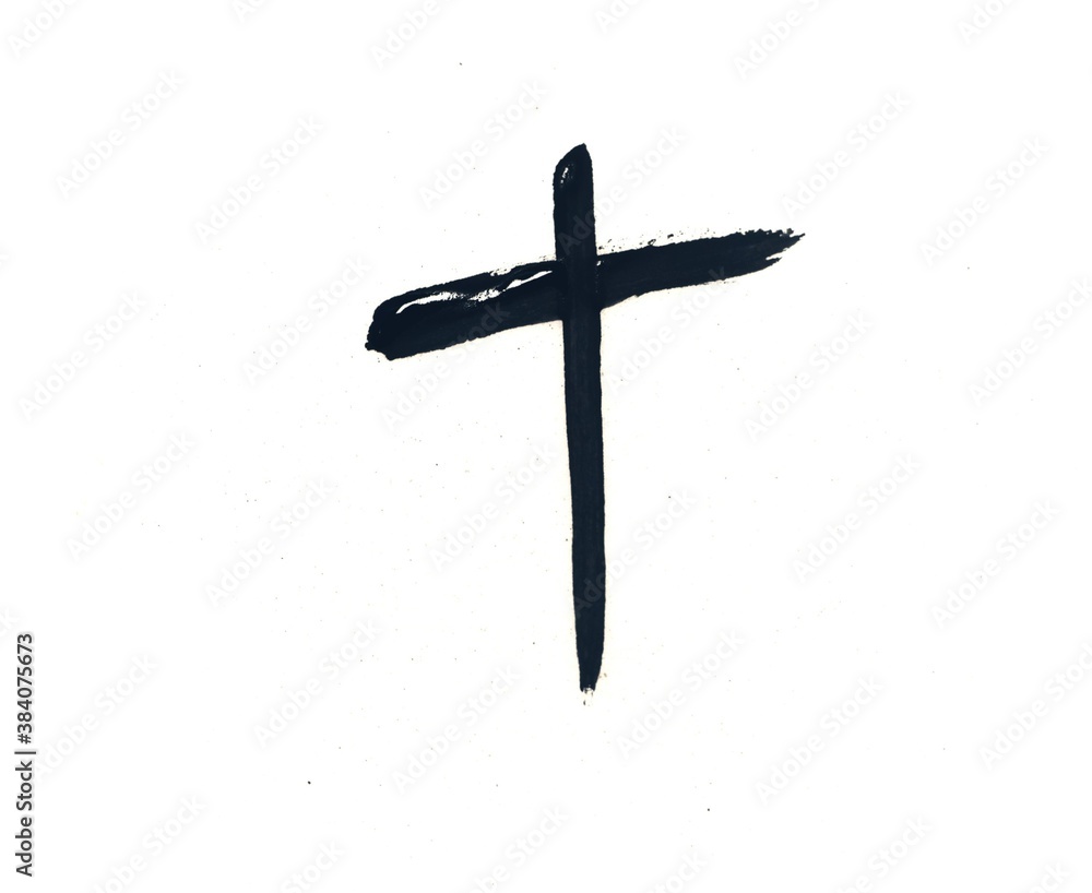 Black hand drawn cross symbol isolated on white background Stock Photo ...