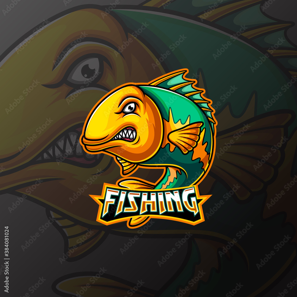 Fish mascot e sport logo design Stock Vector | Adobe Stock