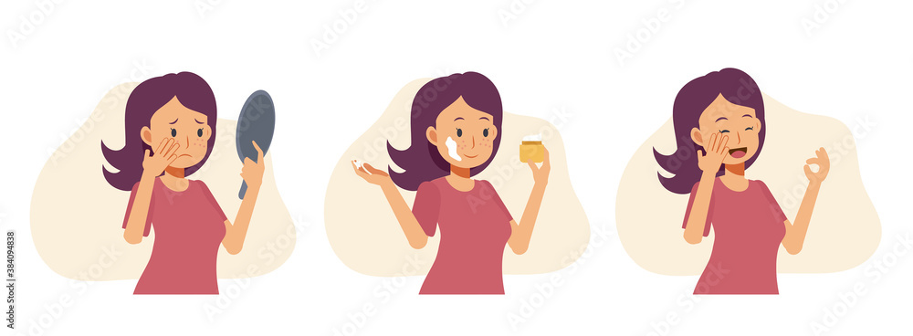 Flat cartoon character vector illustration of Beautiful woman is ...