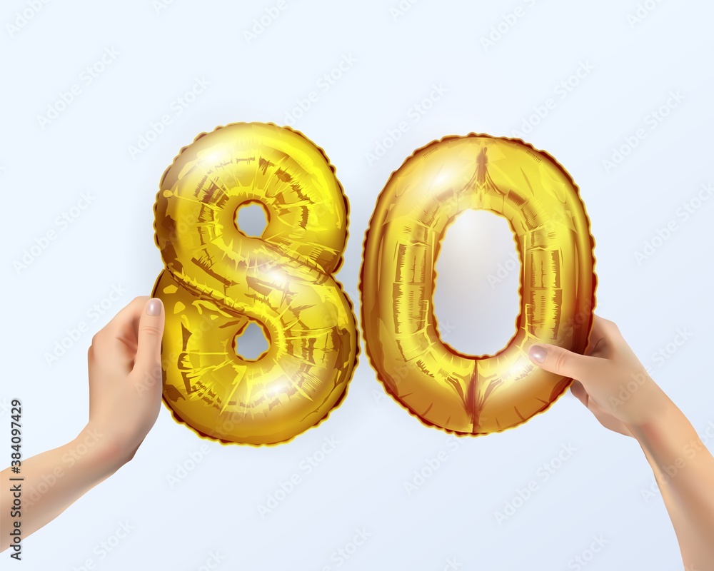 Golden Metal Balloon Number Eighty 80 Party Decoration With Golden golden-metal-balloon-number-eighty-80-party-decoration-with-golden