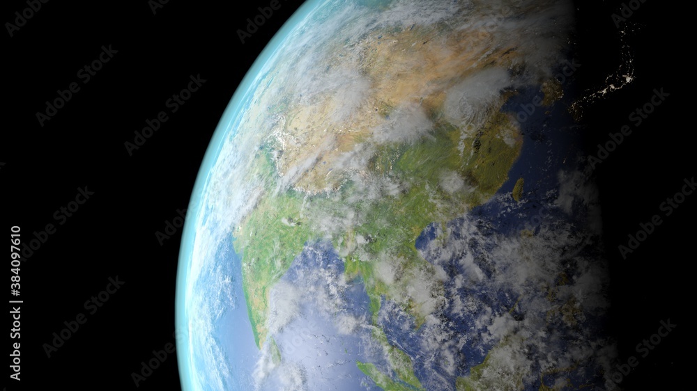 China seen from space - 3D rendering - maps from nasa Stock ...