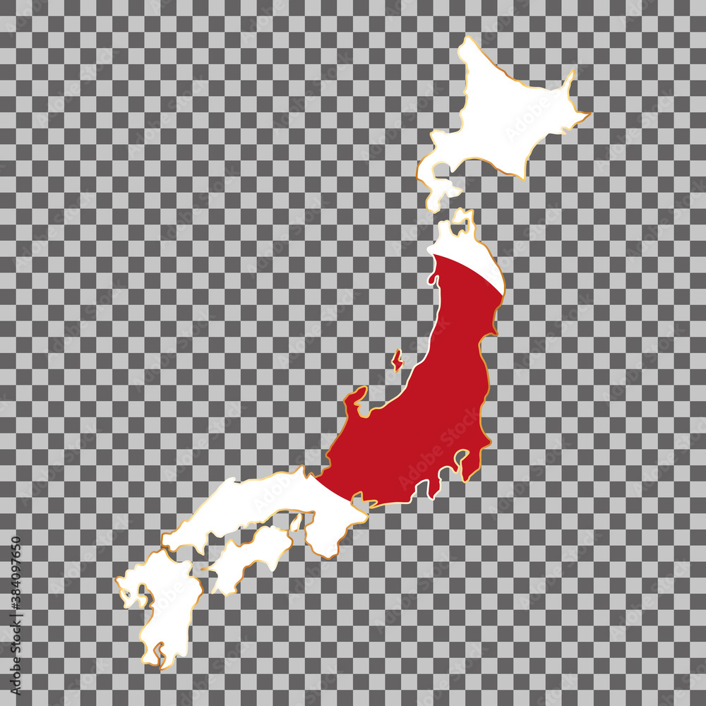 vector flag map of Japan with gold frame isolated on white background ...