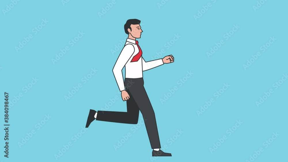 Cartoon Businessman Character Running Cycle Loop Animation Isolated ...