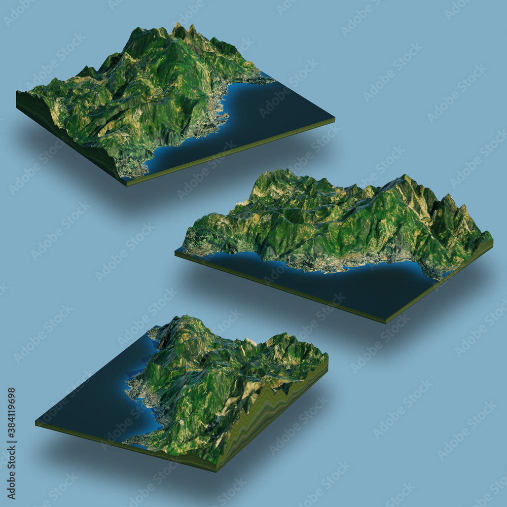 Poster Raised relief maps of Monte Carlo 3D render – Wall Art | UkPosters