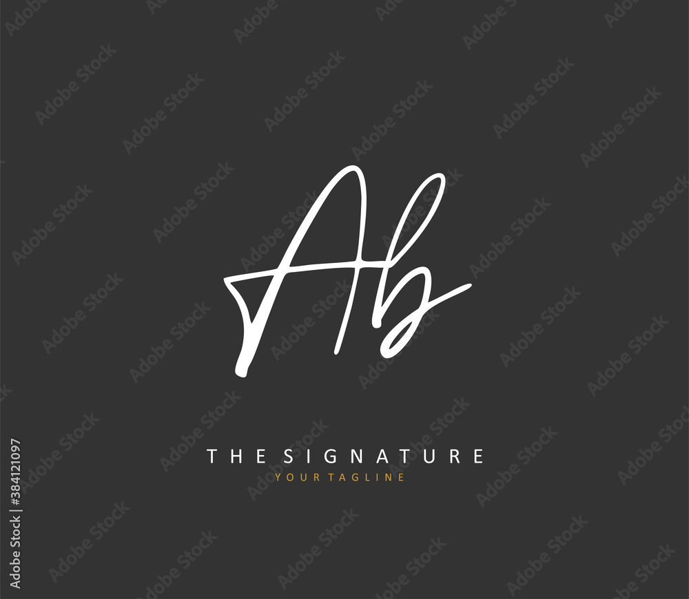AB Initial letter handwriting and signature logo. A concept handwriting ...