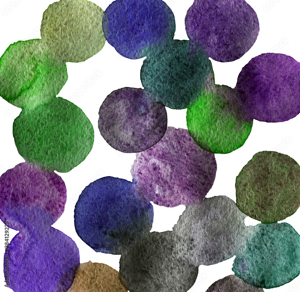 Simple abstract background with bubbles, falling confetti. Watercolor ...
