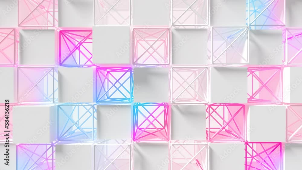 Cube Wire Structure Loop 1 Multicolor: array of blue, pink and white ...