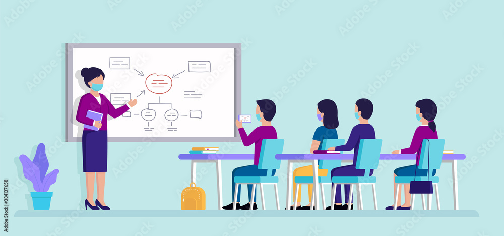 Education And Studies Concept. Pupils In The Classroom Or Students In ...