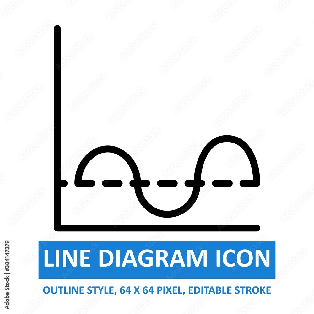 line diagram icon outline style on white background. chart and diagram ...