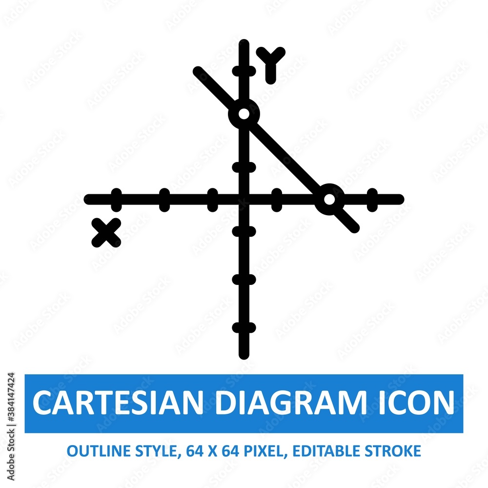 cartesian diagram icon outline style on white background. chart and ...