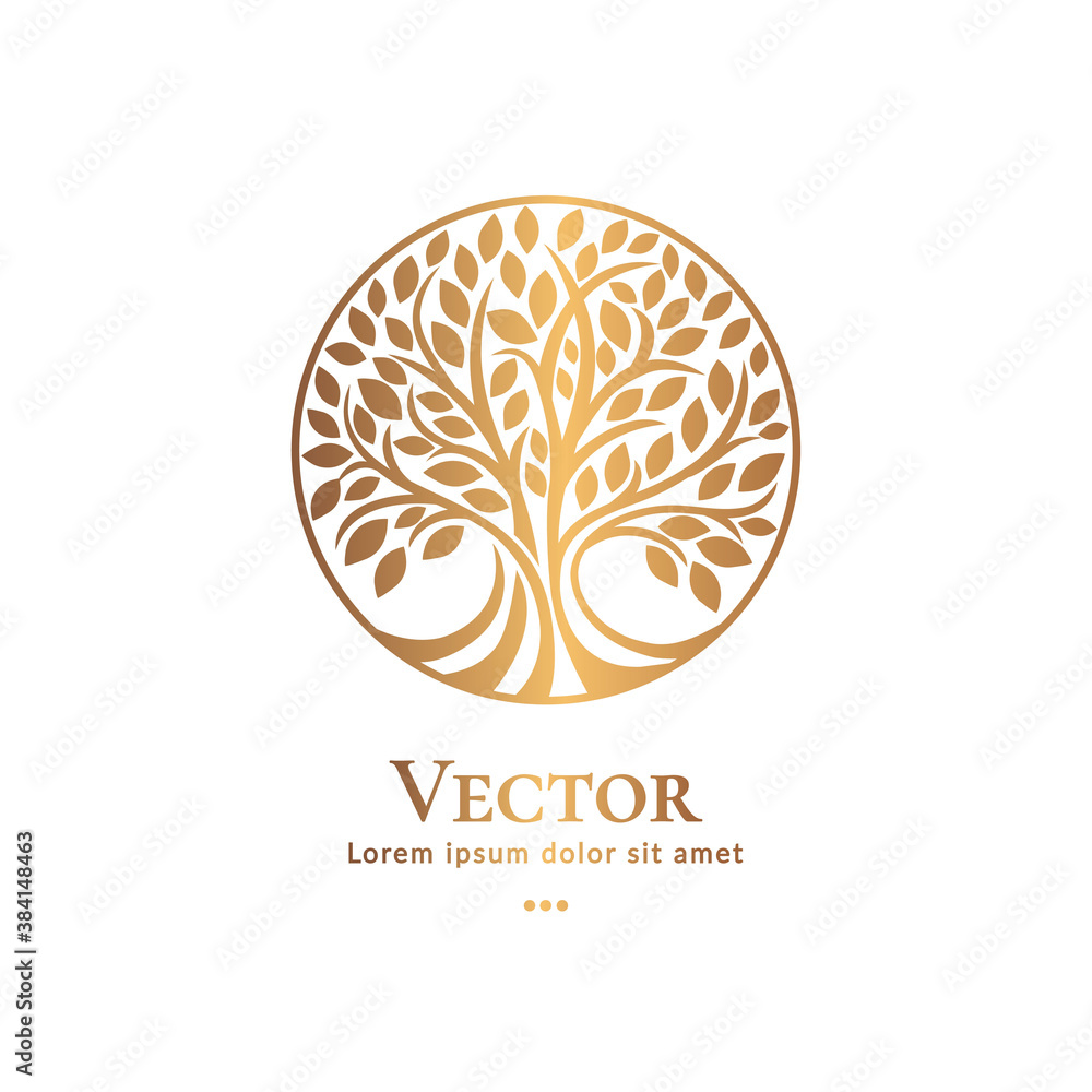 Tree emblem on a white background. Modern illustration. Isolated vector ...