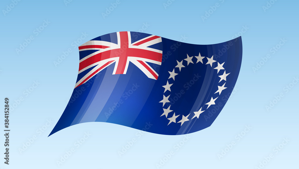 Cook island flag state symbol isolated on background national banner ...