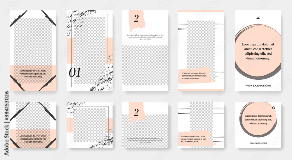 Instagram and facebook social media post templates with brush design ...