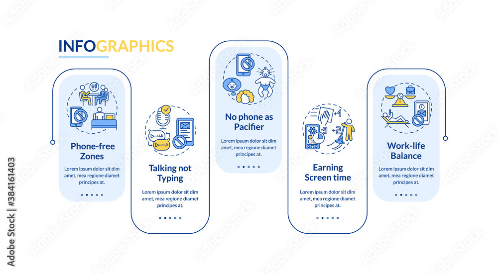 Technology addiction prevention vector infographic template. Work-life ...