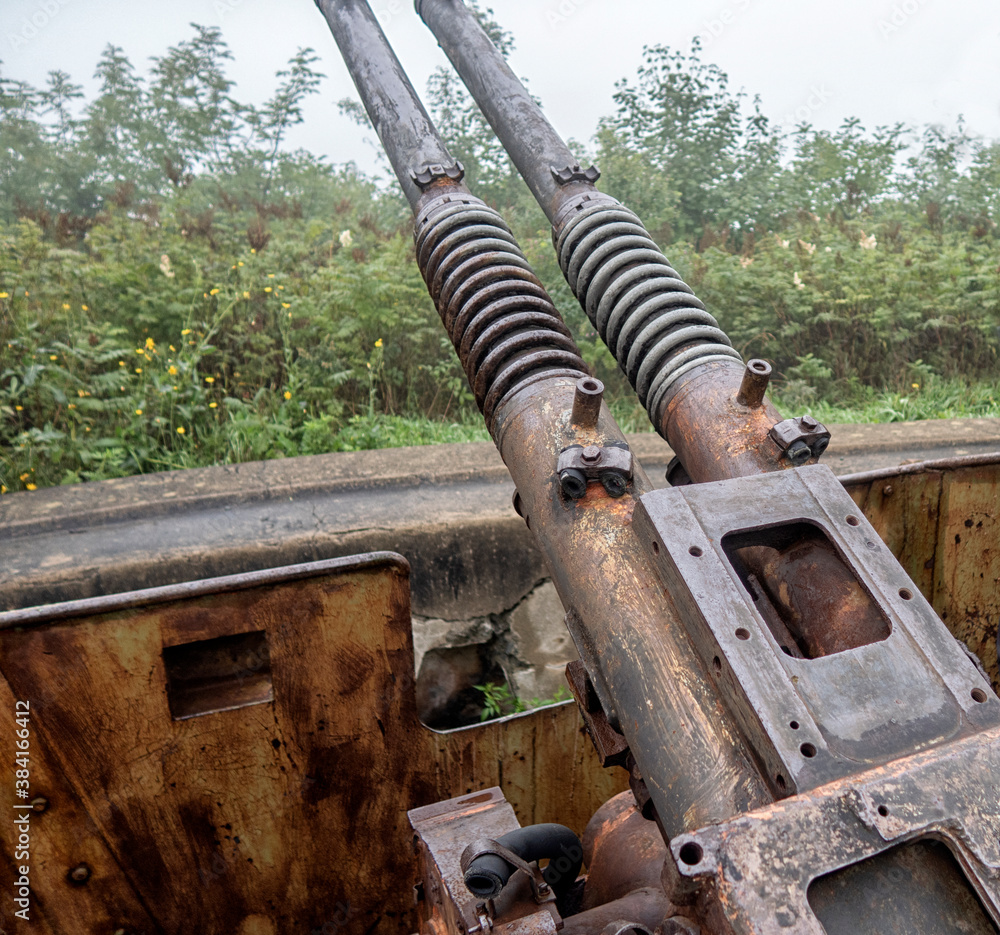 old cannon on fortifications in the city of Vladivostok. Russia. Old ...