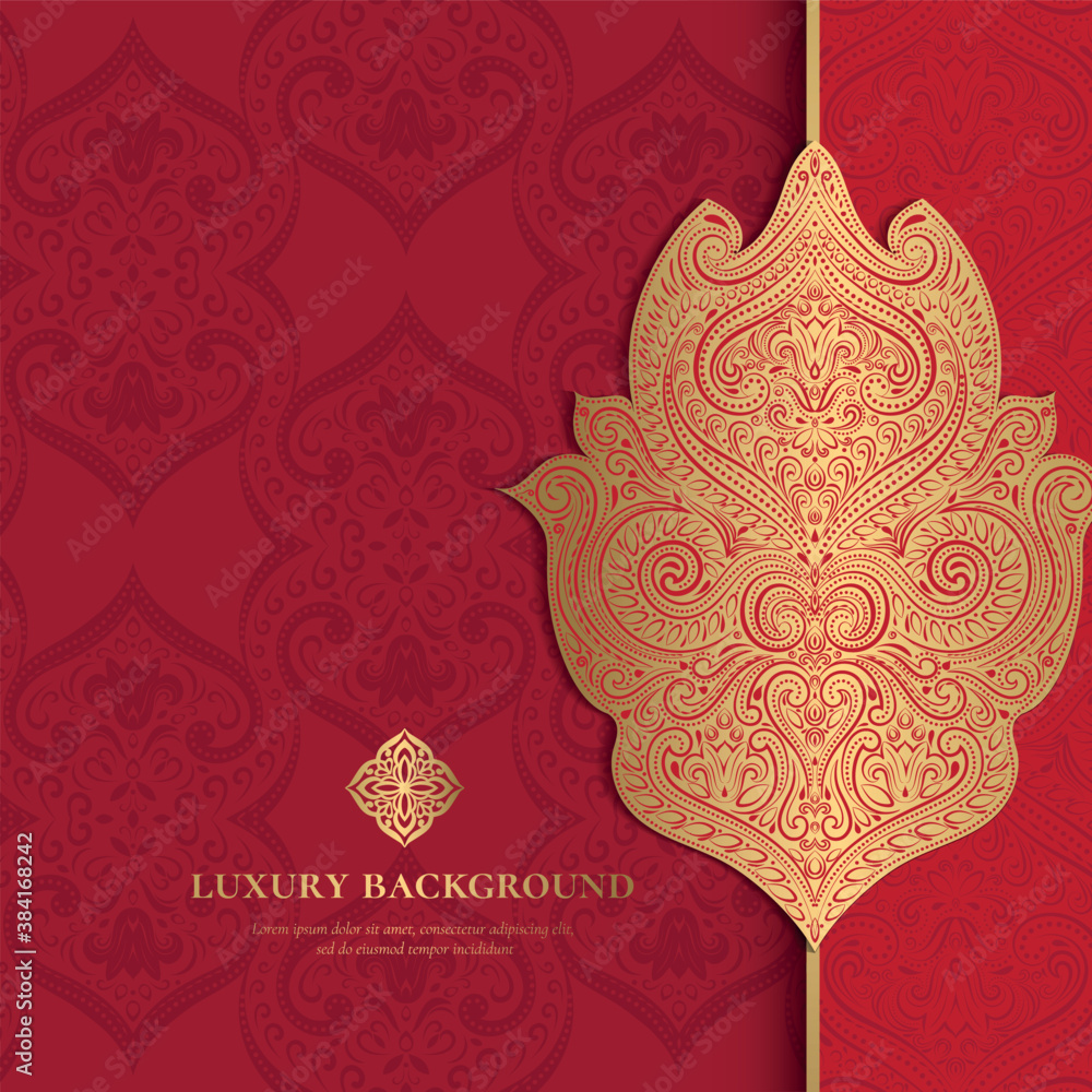 Red and gold luxury background. Indian pattern template. Vector ...