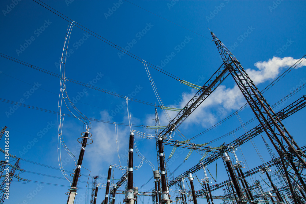 Transformation substation of power generating plant. Electric grids ...
